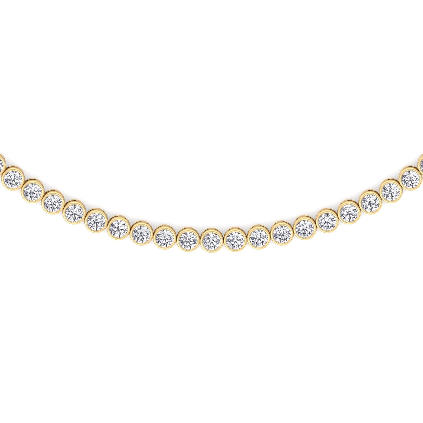 Turin Bezel Set Natural Diamond Tennis Necklace in Gold